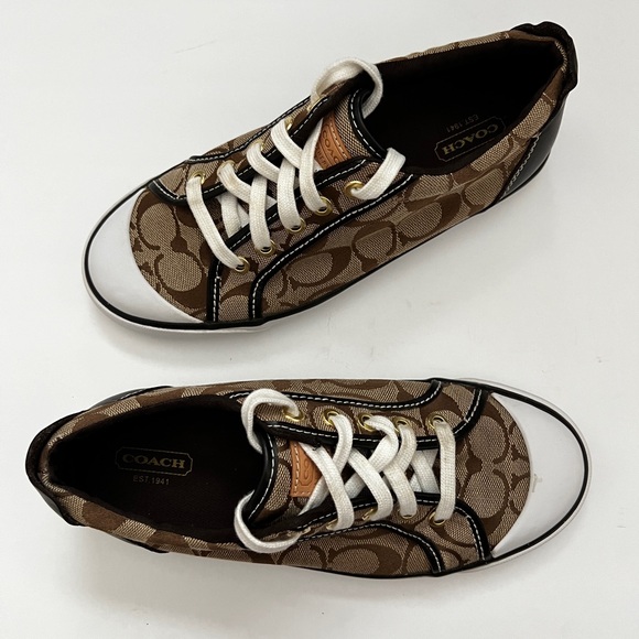 Coach | Shoes | Coach Barrett Classic Signature Canvas Leather Sneakers ...